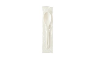 Compostable Spoon, 6.5", Individually Wrapped, White, 750/Case | bch